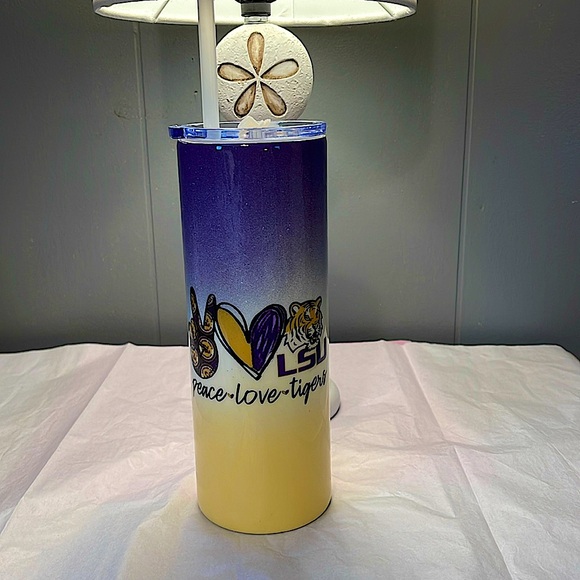 Other | Lsu Custom Made Tall Cup With Straw And Screw On Lid | Poshmark